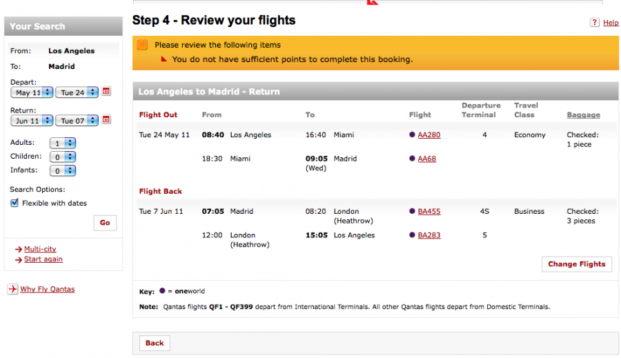 How to Use British Airways Miles: Post 10, Using Qantas.com to Find ...