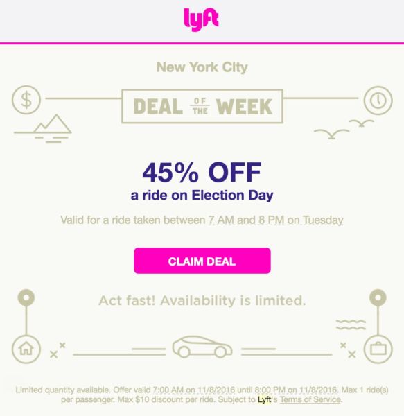 Lyft to Offer Discounted Rides on Election Day - The Points Guy