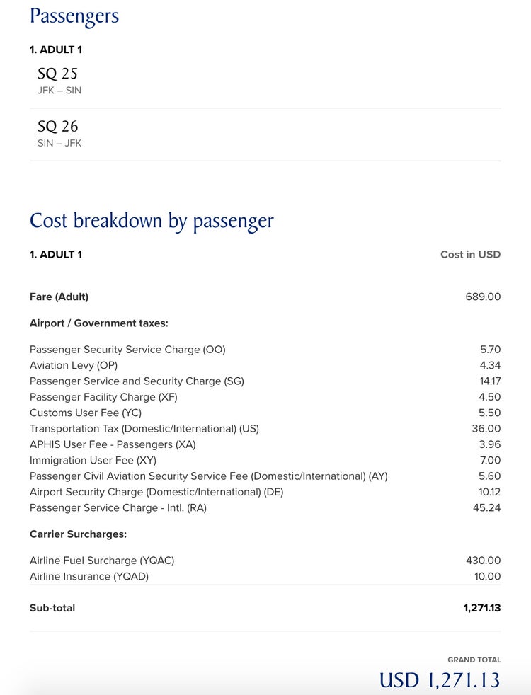 Singapore Bundling Fuel Surcharges and Insurance Fees - The Points Guy