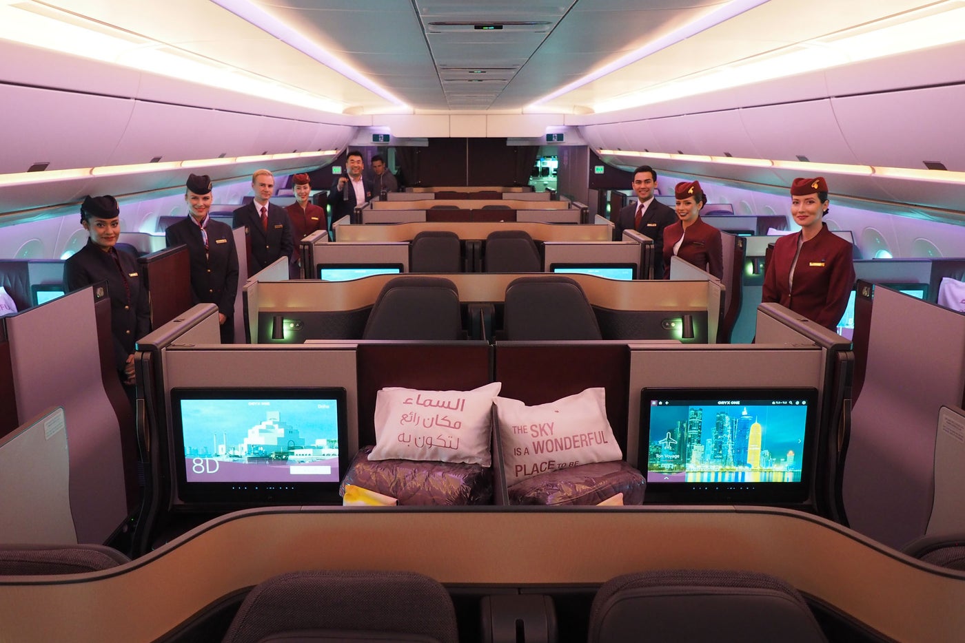 Inside the First Airbus A350-1000, With Qatar's Qsuite Biz