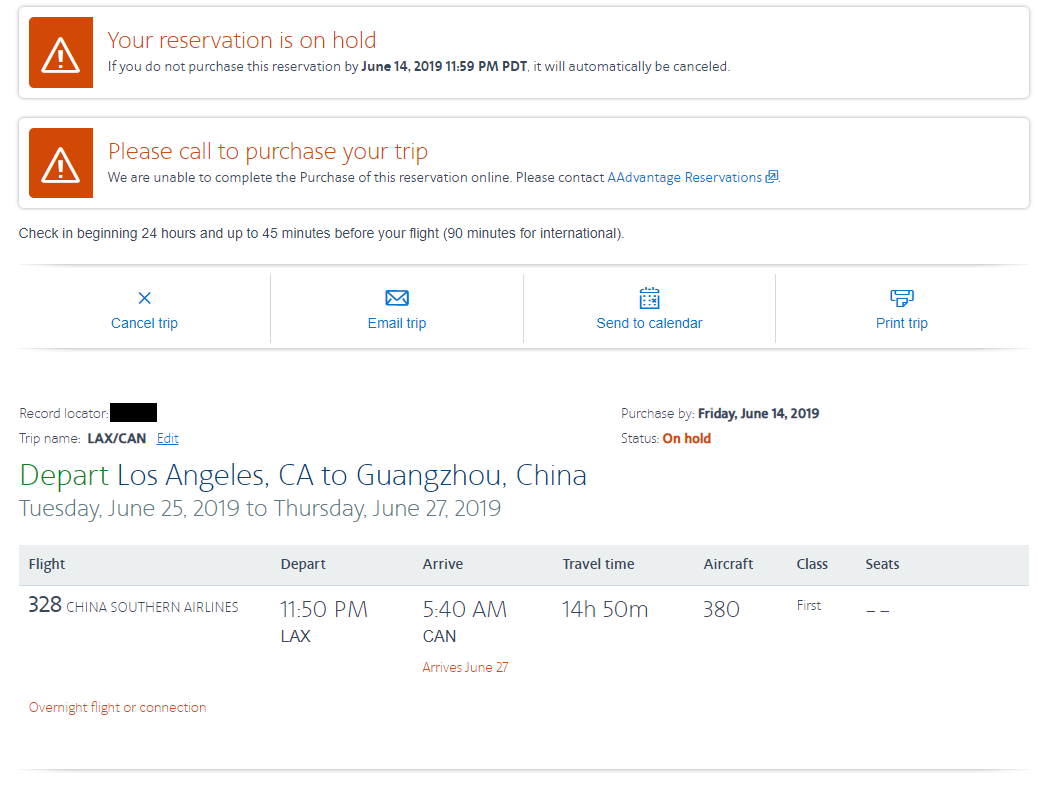 Use Your AA Miles to Book China Southern First Class Awards - The ...