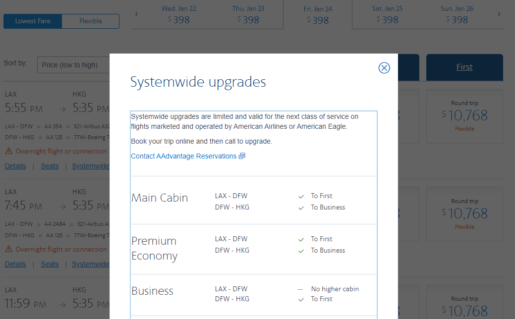 Applying Systemwide Upgrades, mileage upgrades on AA's longest flights ...