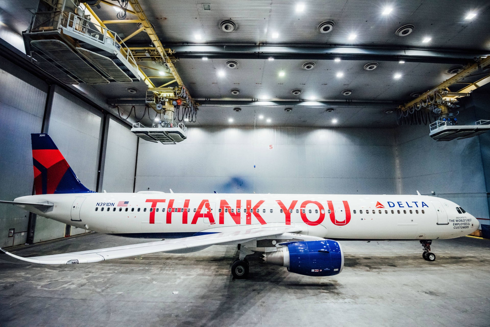 Delta unveils 'thank you' livery on Airbus A321 - The Points Guy