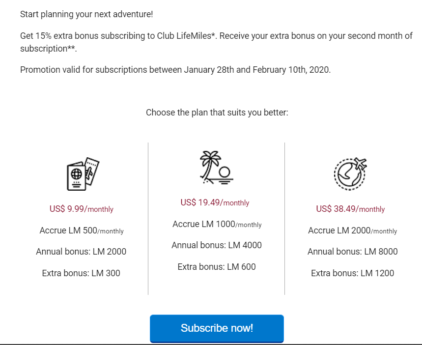 Buy LifeMiles at 1.3 cents each through this Club LifeMiles promotion ...