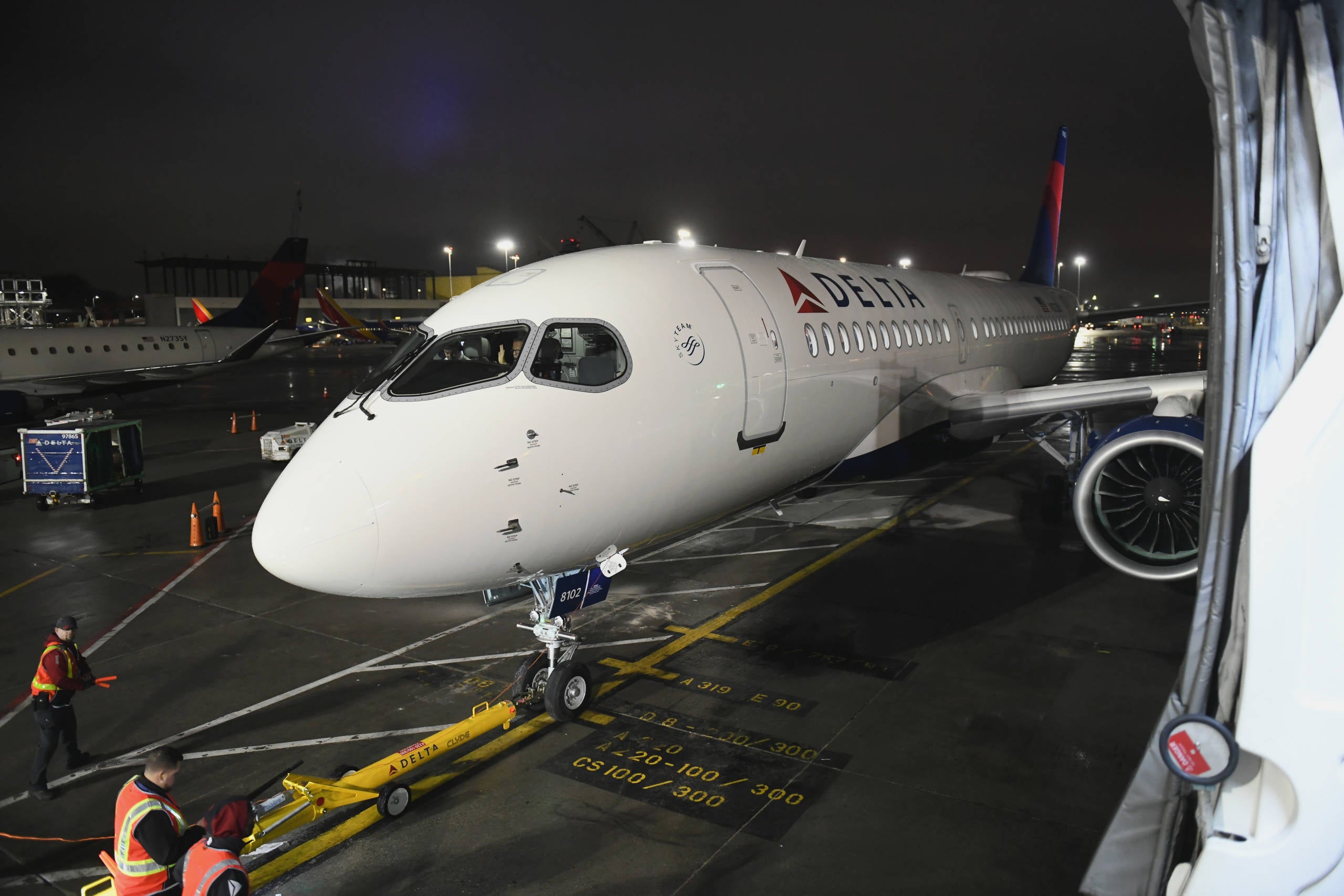Delta s First A220 300 Emerges At Airbus Mobile Plant The Points Guy