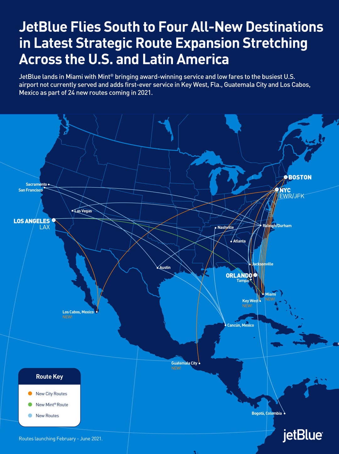 JetBlue adds Miami in 4-city, 24-route expansion - The Points Guy