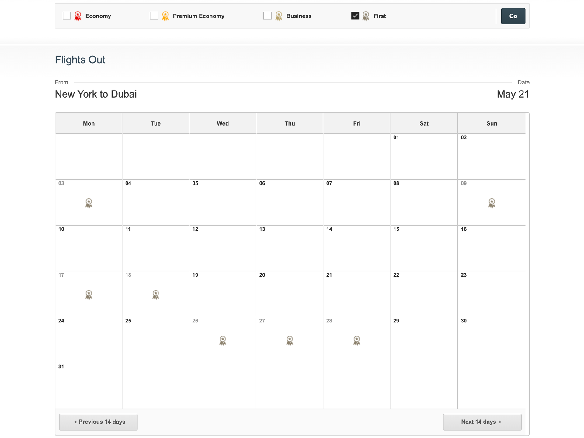 Emirates First Class Awards Now Only Available Through Some Partners