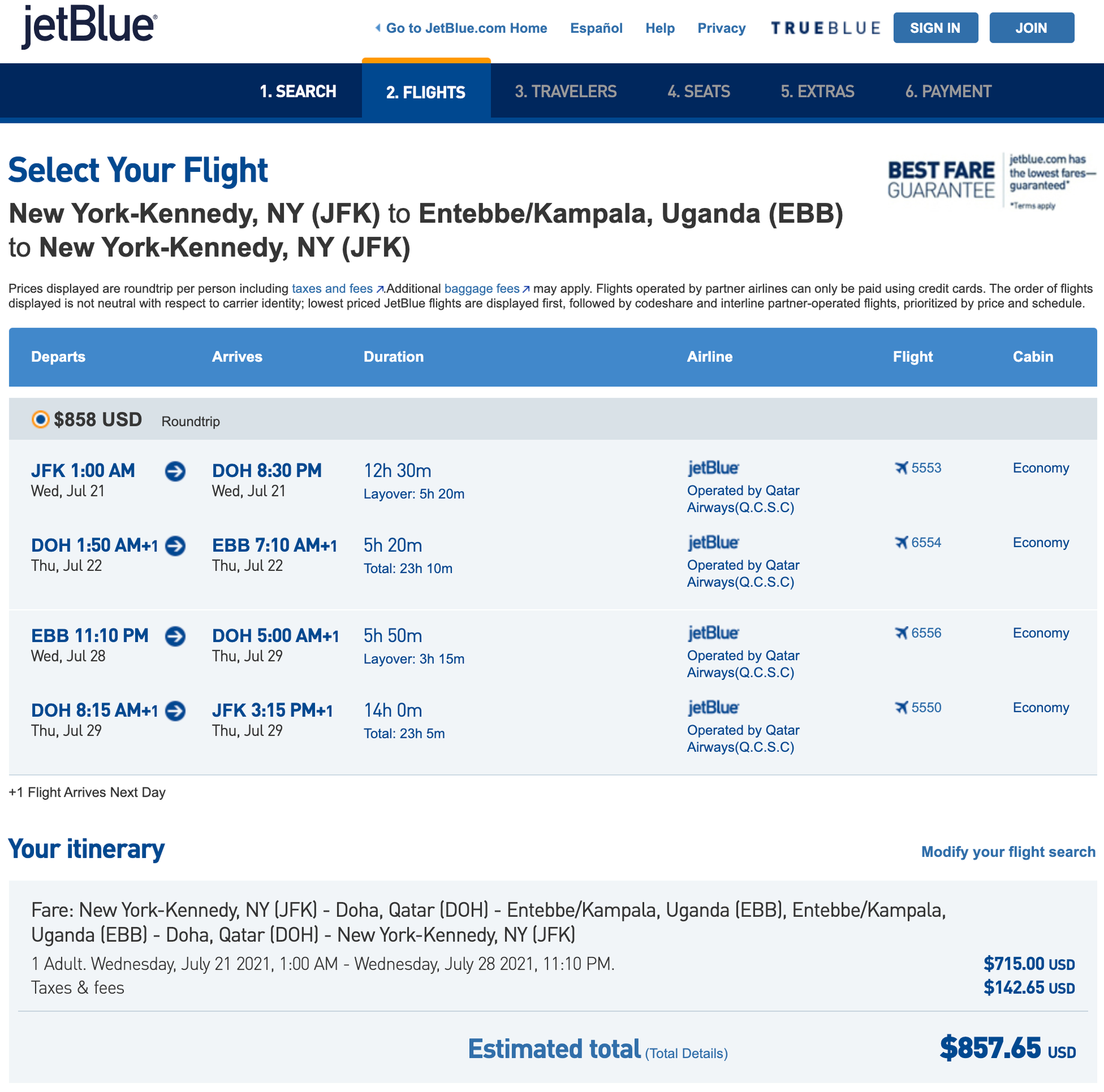 JetBlue expands partnership with Qatar Airways, new loyalty benefits ...
