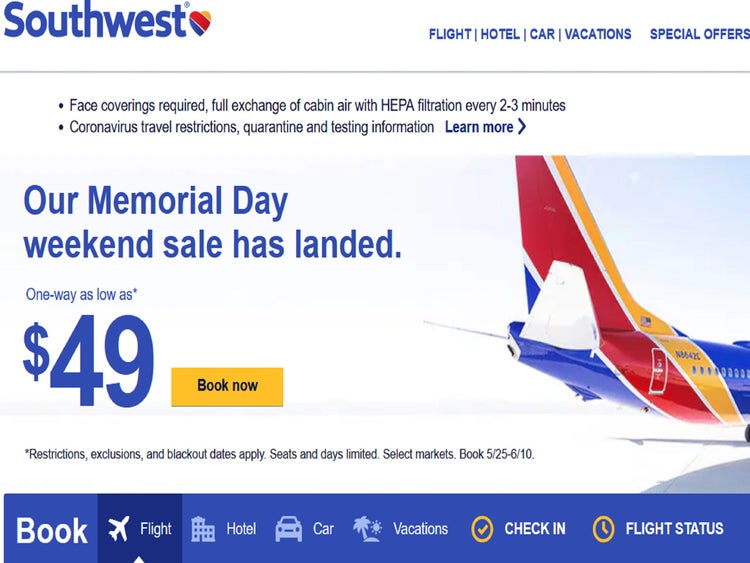 Deal Alert: Southwest fares from $49 one-way or 2,700 points - The ...