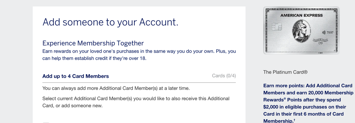 Select Amex cardholders can now earn 20,000 points by adding authorized ...