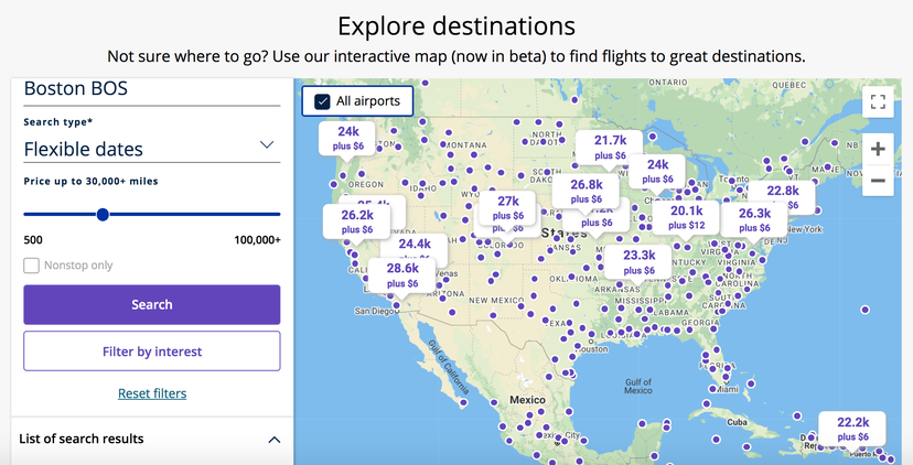 United Airlines interactive map adds award availability - The Points Guy
