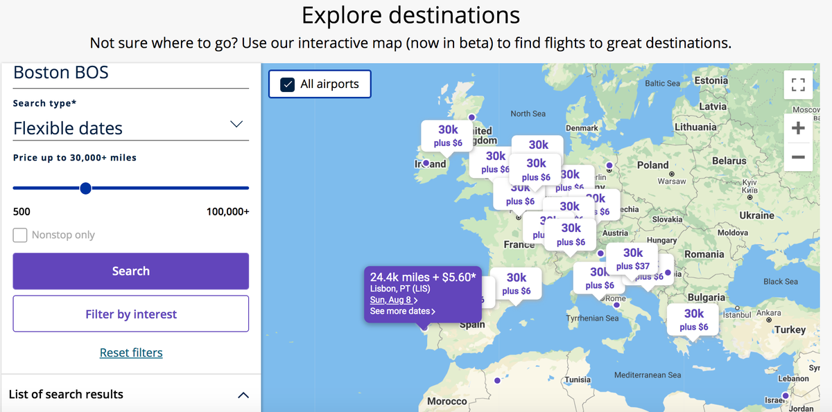 United Airlines interactive map adds award availability - The Points Guy