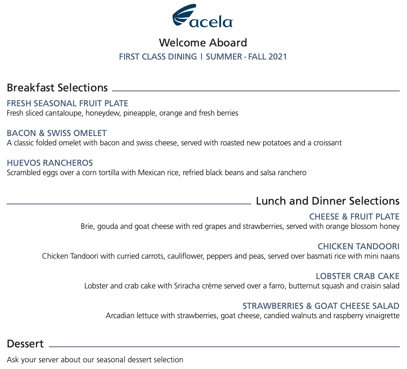 Amtrak's new first-class menu includes something called 'lobster crab ...