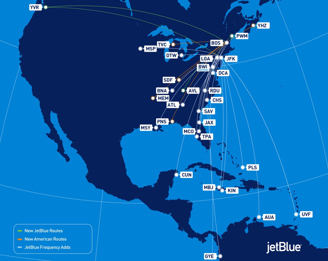 Northeast Alliance expansion: AA, JetBlue unveil 6 new routes, boost 21 ...