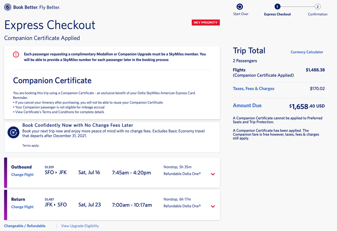 Use your Delta companion certificates to fly domestic Delta One - The ...