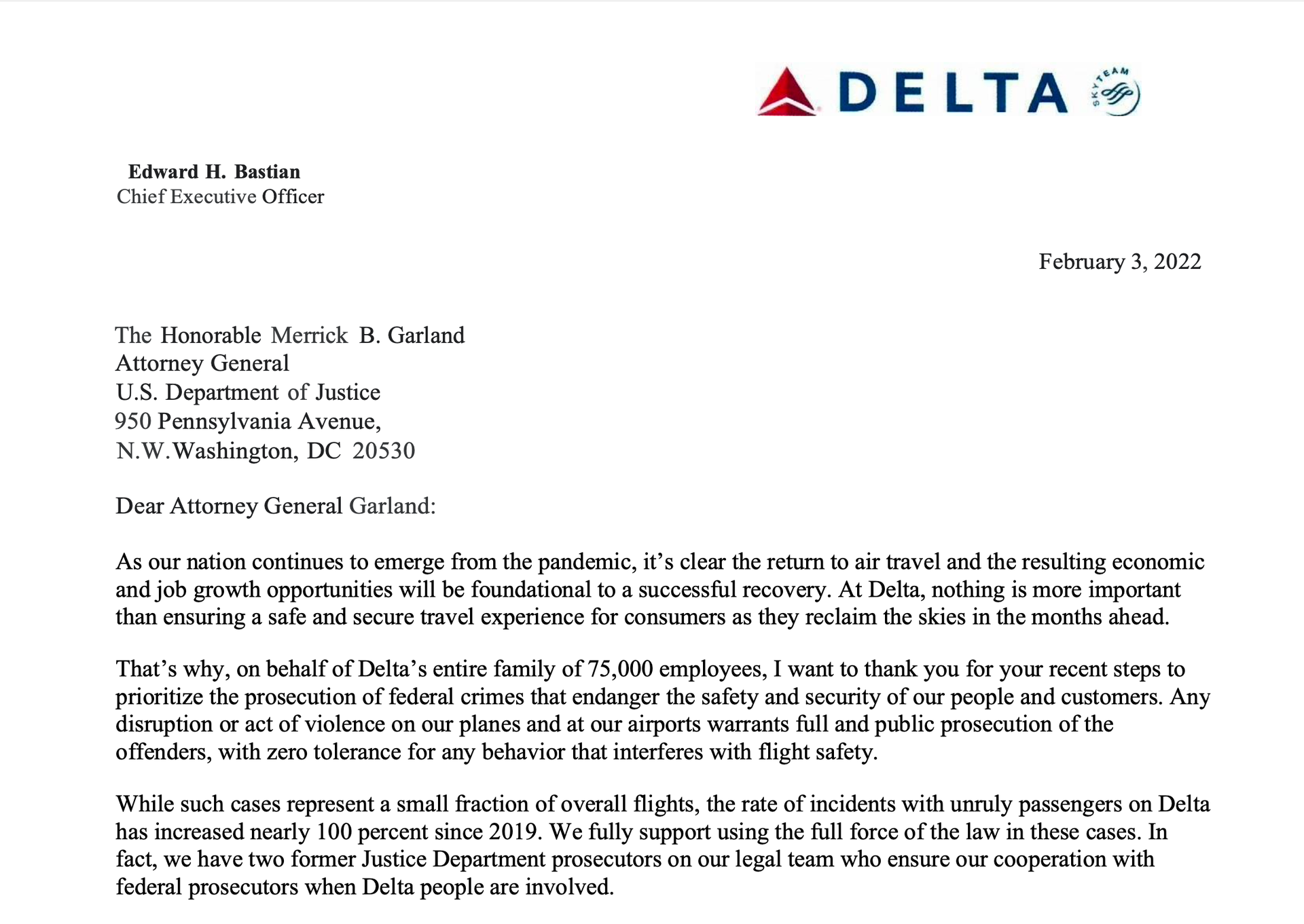 Delta confirms it asked DOJ to create a new national unruly passenger ...