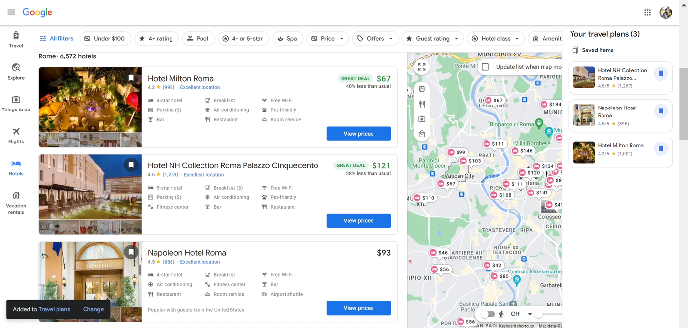 Google's new travel search tools