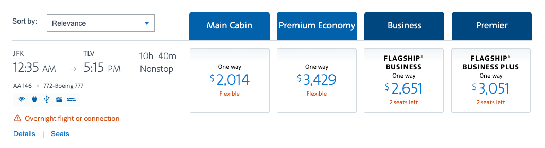 American introduces a new business-class fare that includes first-class ...
