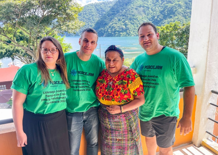 TPG at the PeaceJam Guatemala conference in 2022 - The Points Guy