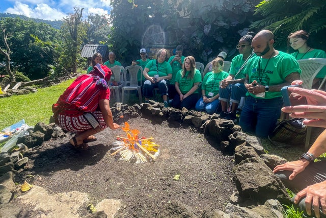 TPG at the PeaceJam Guatemala conference in 2022 - The Points Guy