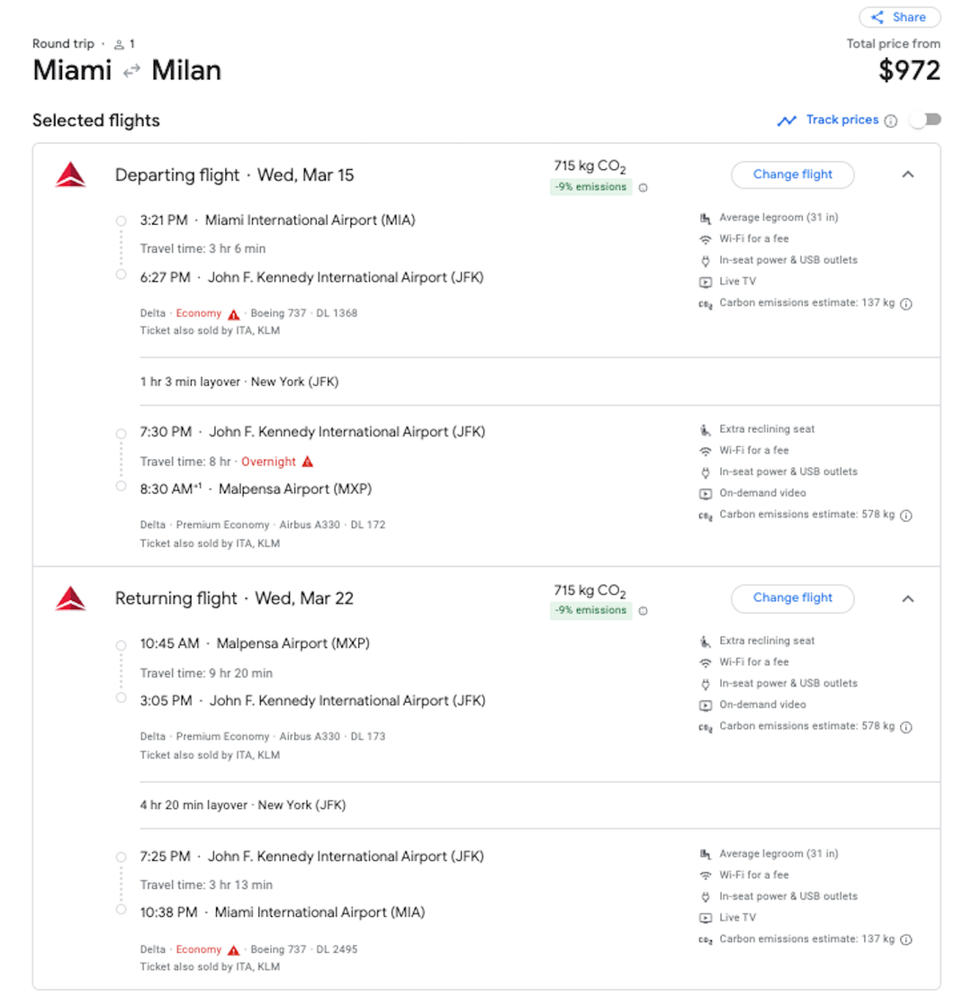 Premium economy flights to Milan for under $1,000 — including ...