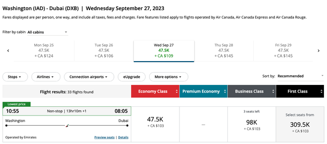 Emirates first class now bookable with Aeroplan points - The Points Guy