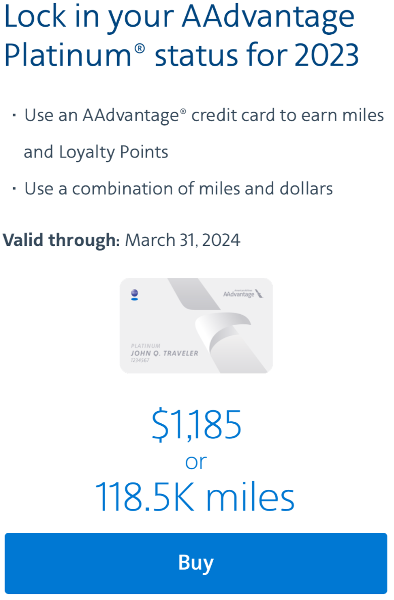 Buy up to American Airlines status - The Points Guy