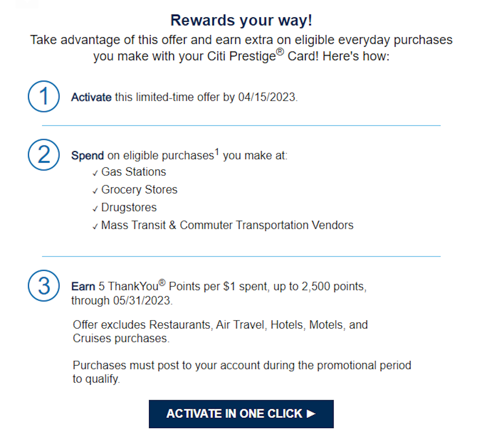 Citi cardholders can earn up to 5 points per dollar on select purchases ...