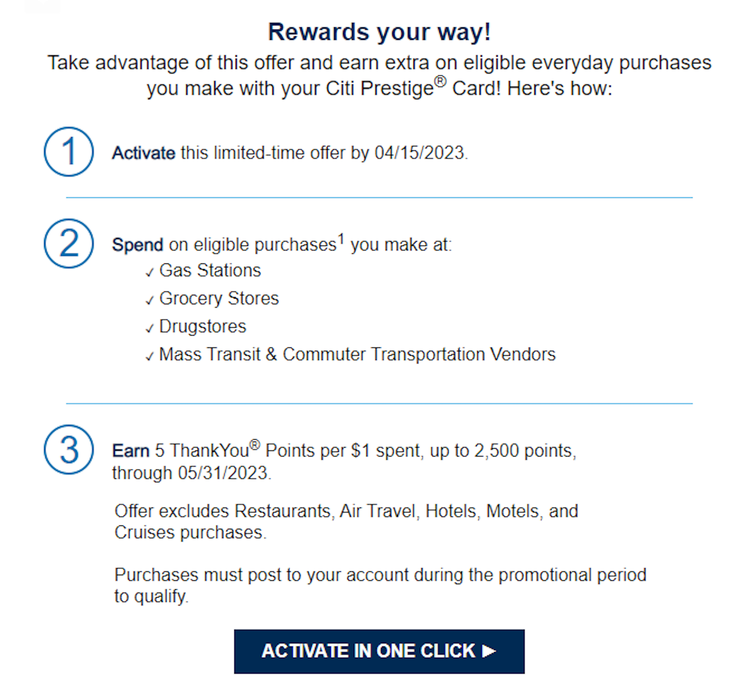 Citi cardholders can earn up to 5 points per dollar on select purchases ...