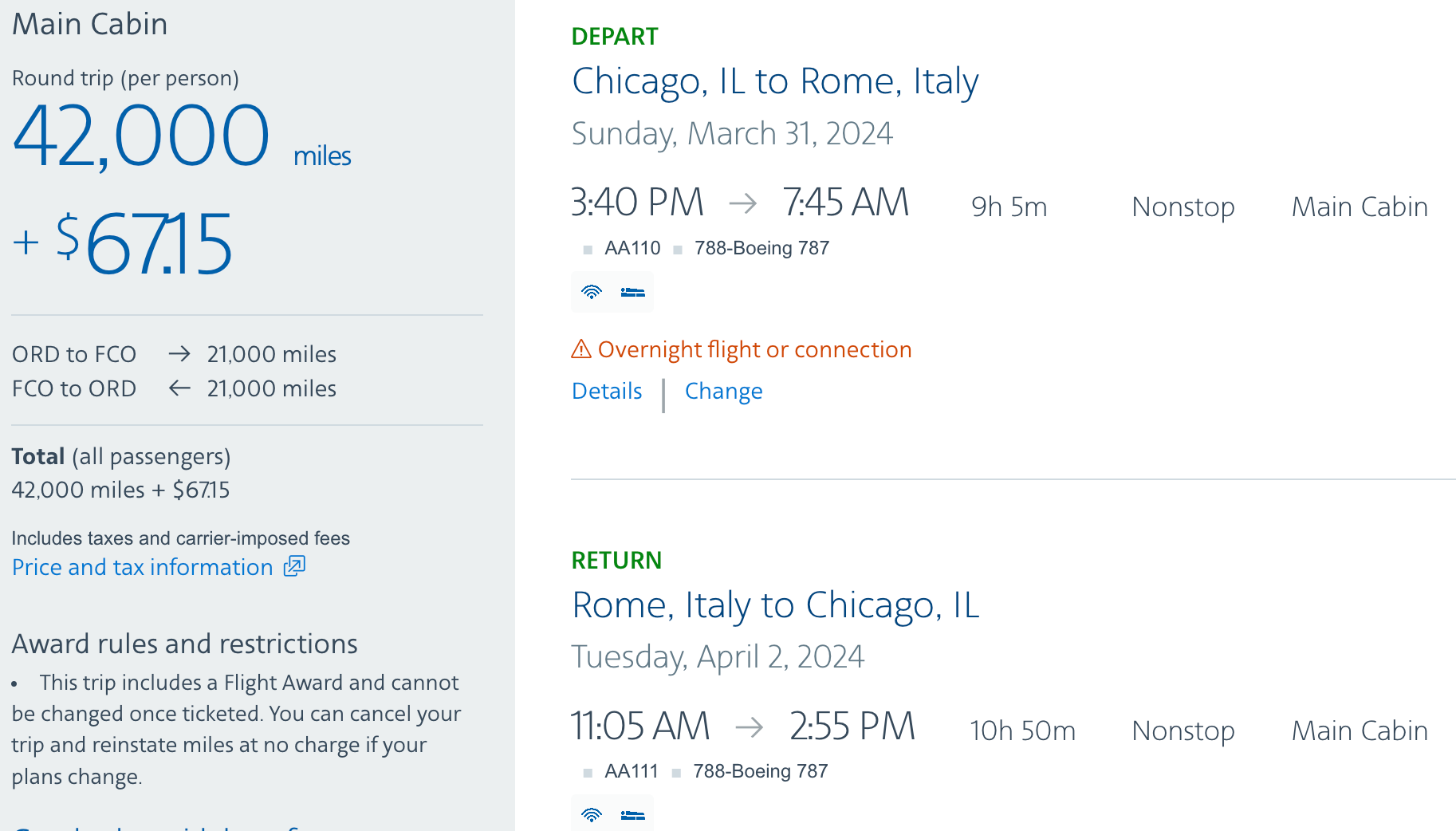 You might be able to save AAdvantage miles booking round-trip tickets ...