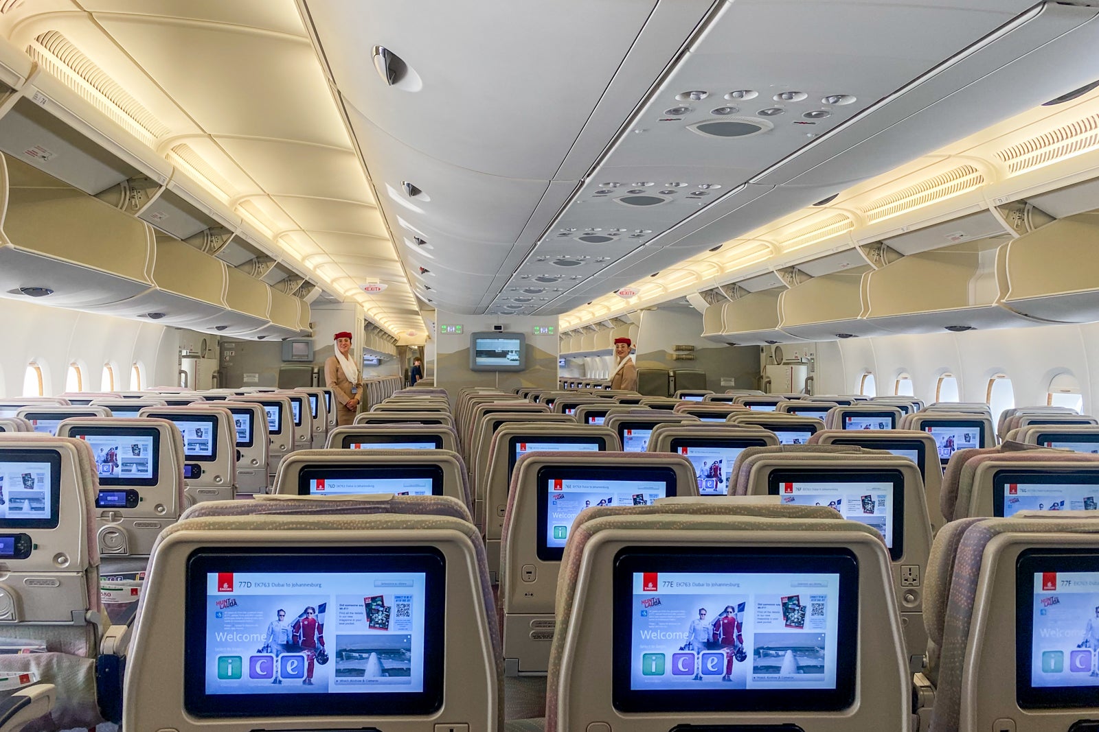Review of Emirates economy cabin on an A380 from Dubai to Johannesburg ...