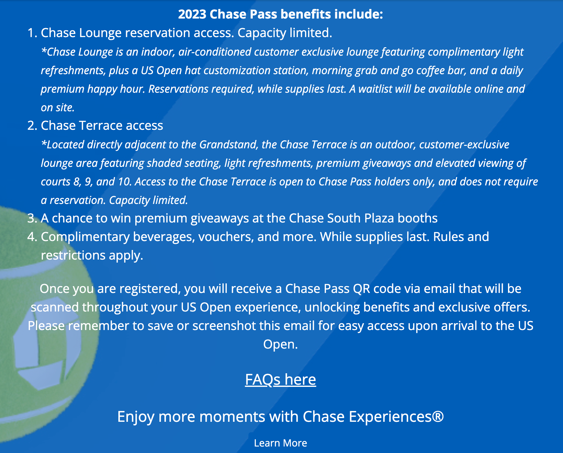 Chase quietly opened reservations for its lounge at the US Open, but ...