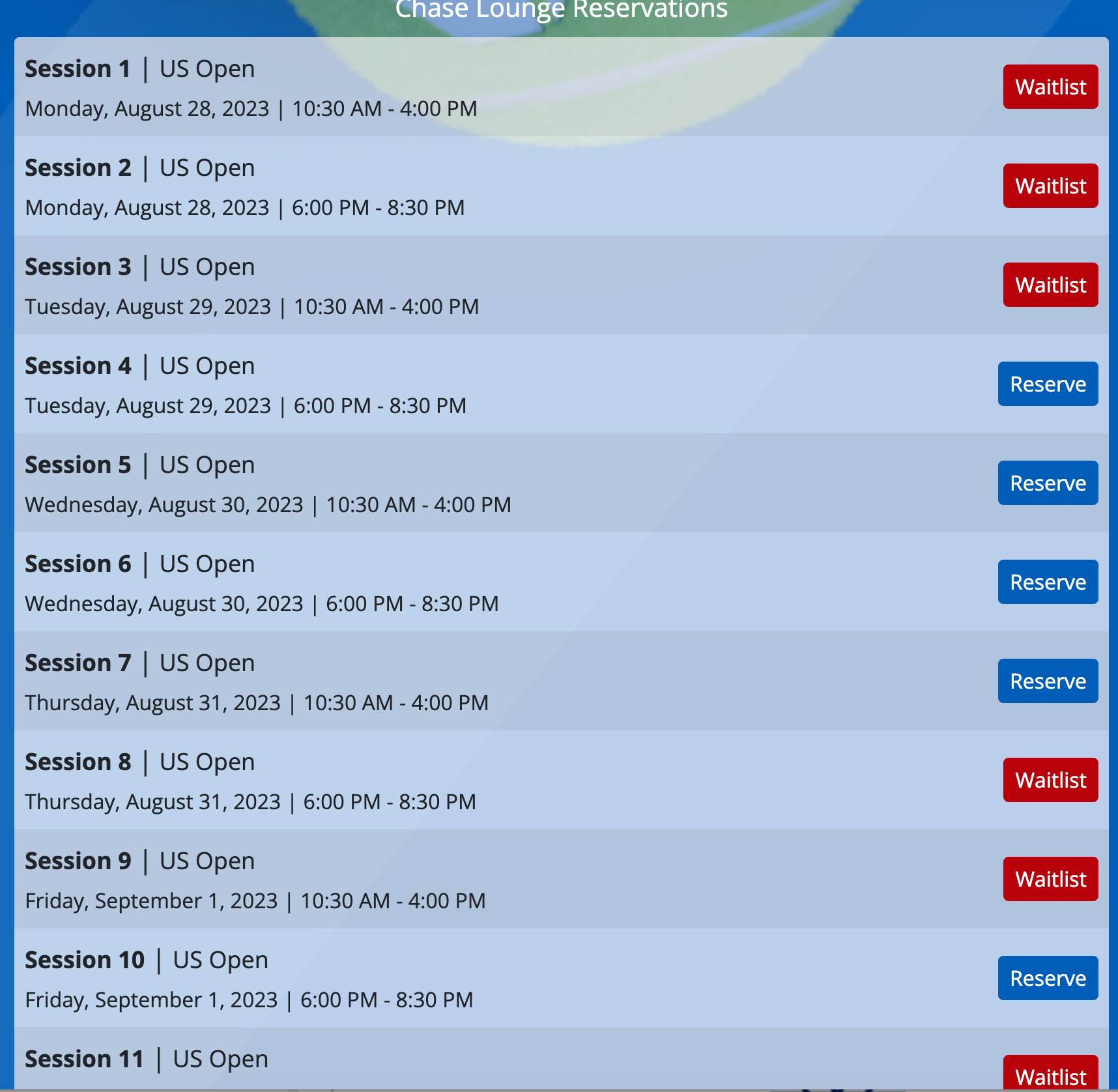 Chase quietly opened reservations for its lounge at the US Open, but there's already a waitlist ...