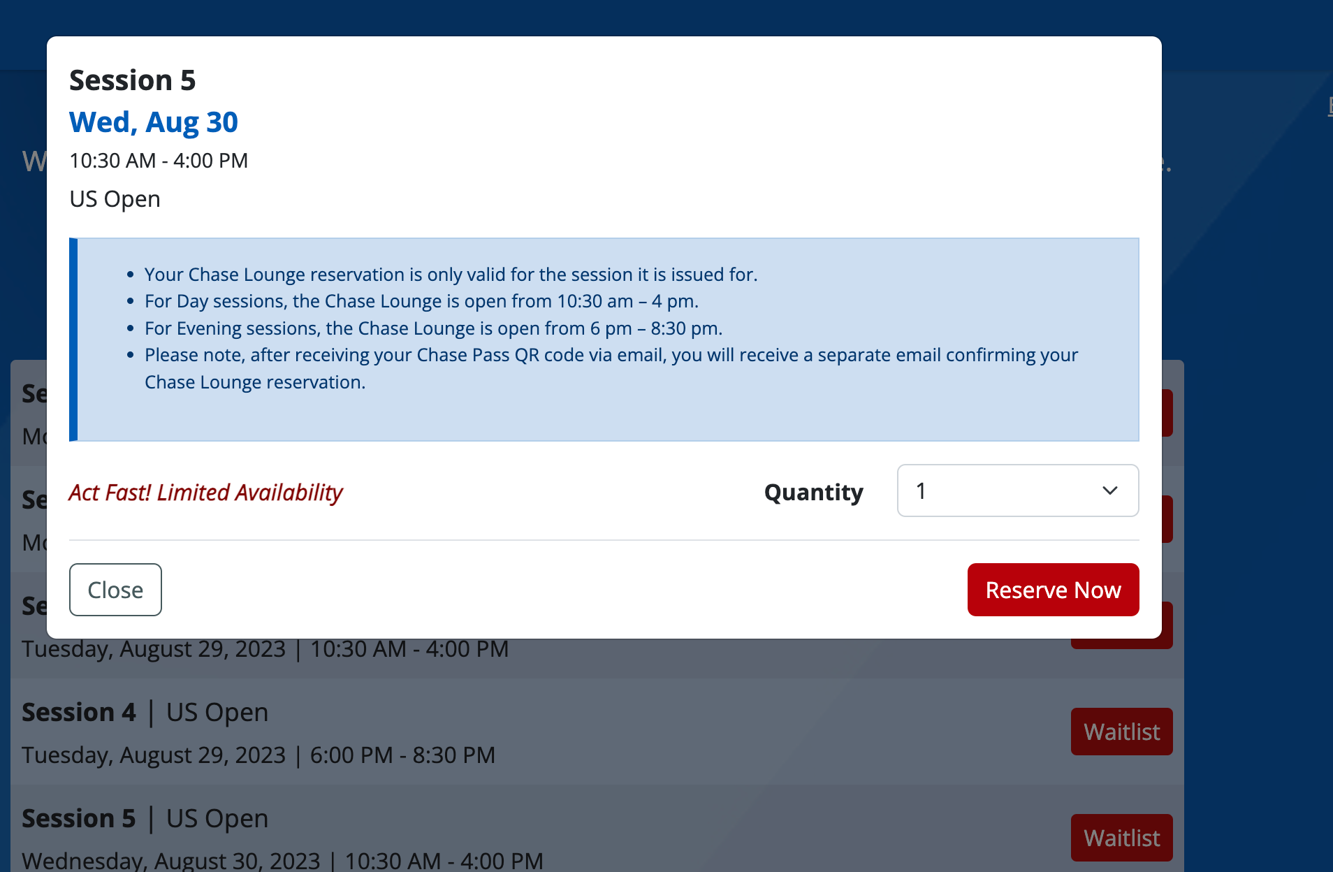 Chase quietly opened reservations for its lounge at the US Open, but there's already a waitlist ...