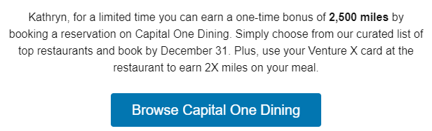 Earn 2,500 miles by booking a reservation on Capital One Dining - The ...