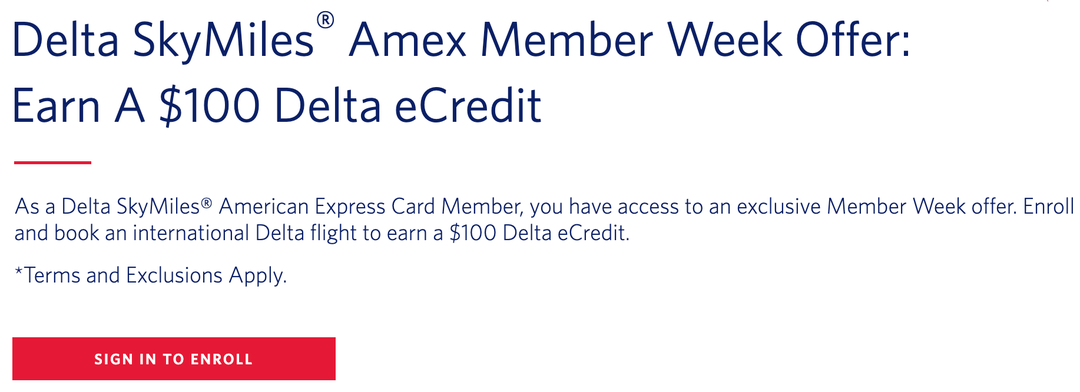 Delta Amex cardholders are eligible for a $100 eCredit - The Points Guy
