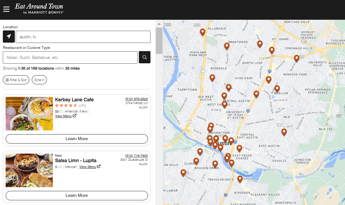 Marriott Bonvoy Eat Around Town dining rewards program guide - Travel ...