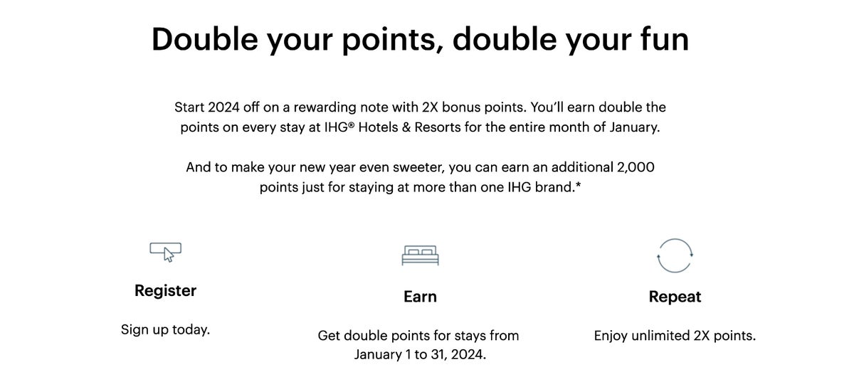 IHG One Rewards promotion: Register and earn 2X bonus points in January ...