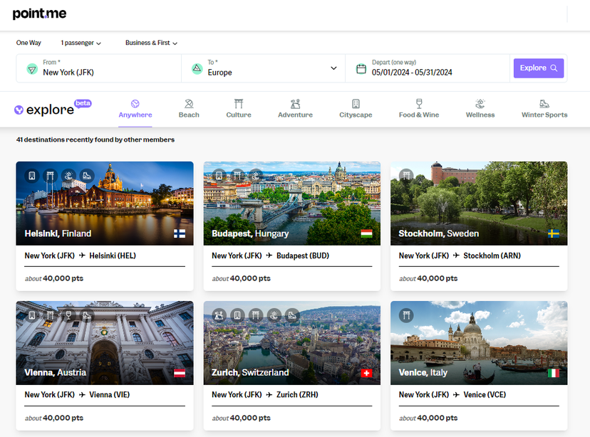 Point.me launches new Explore tool for travelers with no specific ...