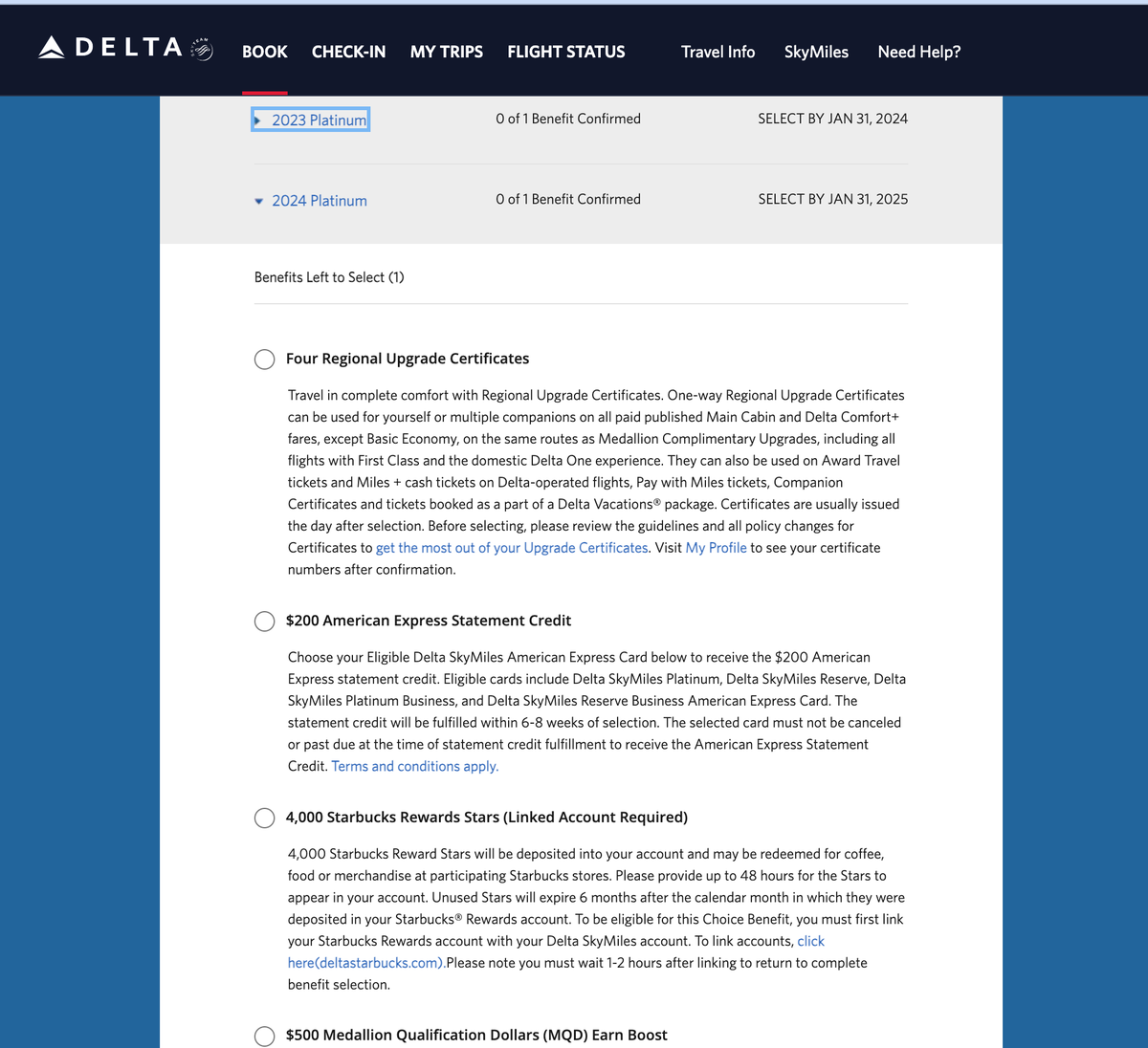Check your SkyMiles account: Delta Choice Benefits, guest passes and MQD status boosts posting ...