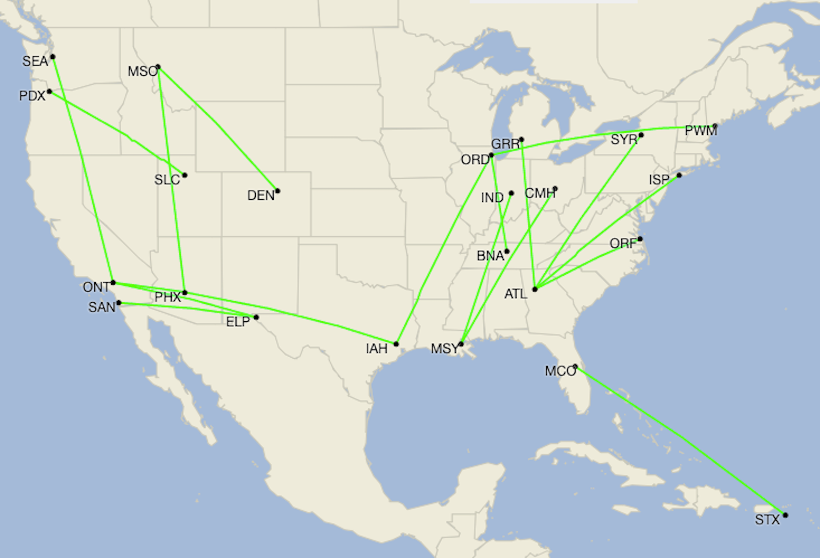 route map for frontier airlines