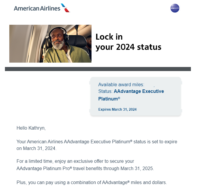 American Airlines buy-up status offers: Check yours now - The Points Guy