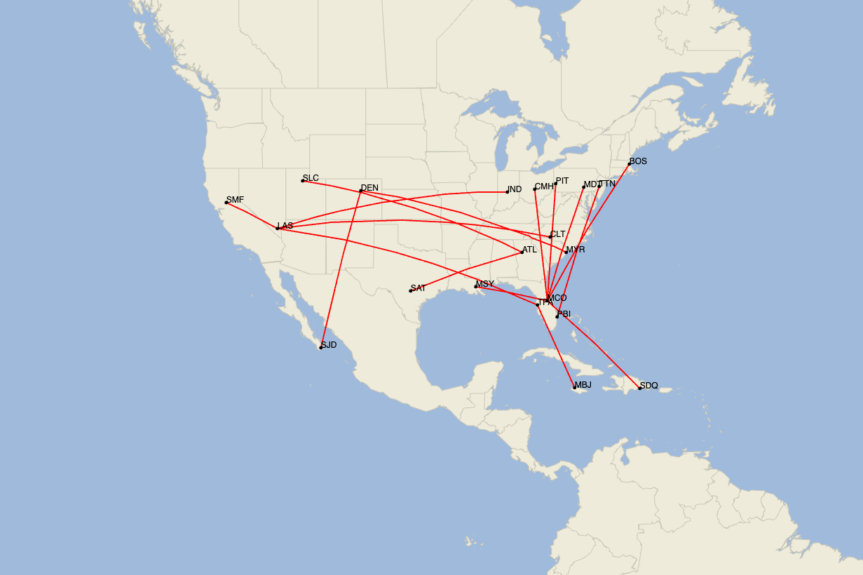 route map for frontier airlines