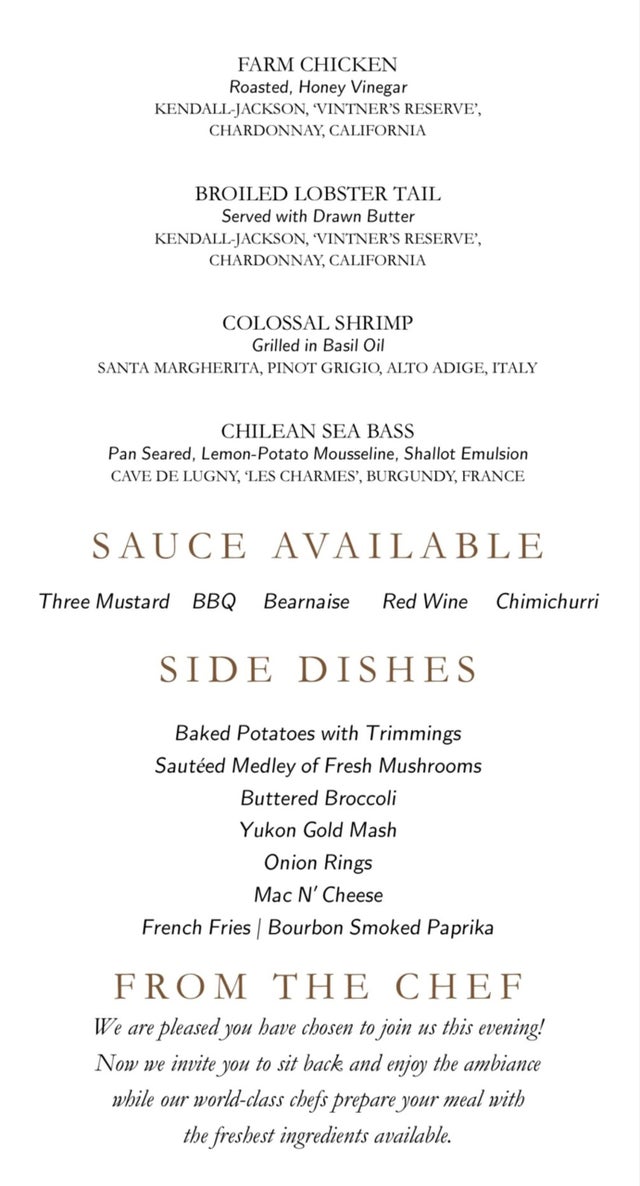 Fahrenheit 555 steakhouse on Carnival Cruise Line (with menu) - The ...