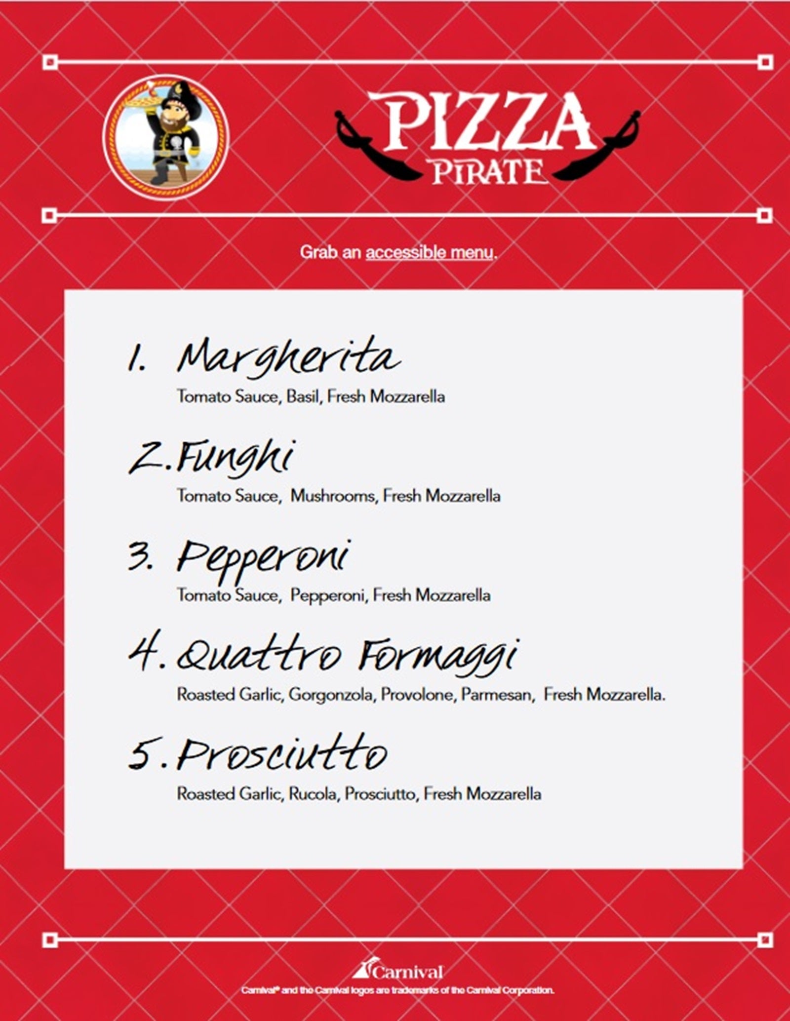Carnival cruise pizza: Pizza Pirate and Pizzeria del Capitano - The ...
