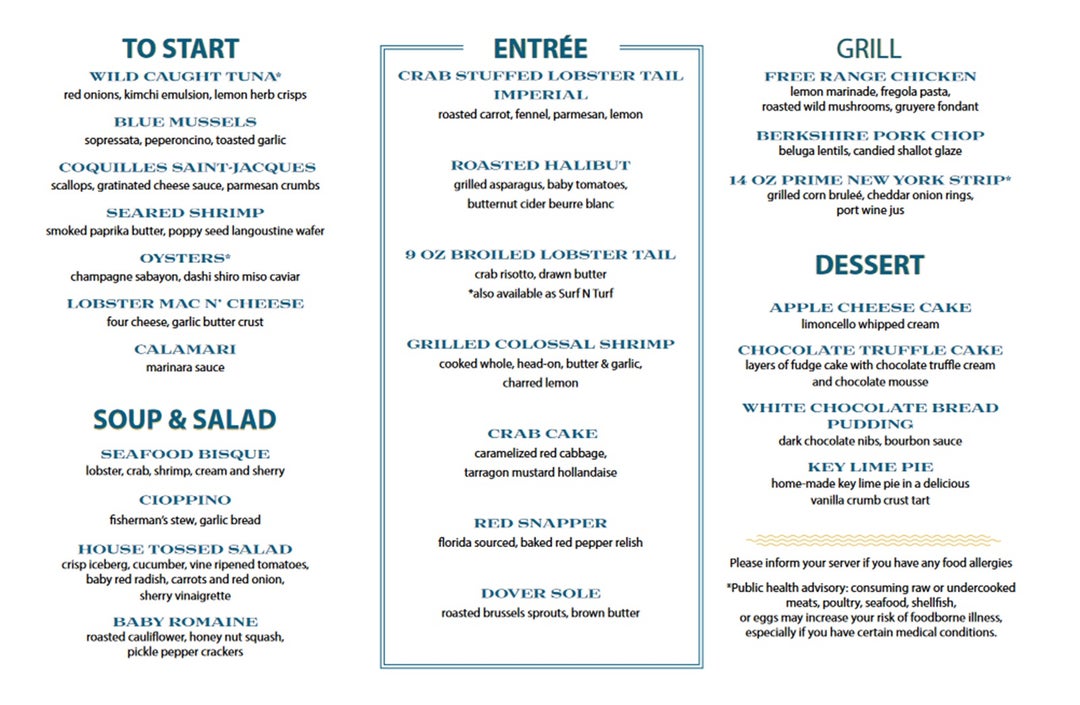 What to order from the Rudi’s Seagrill menu on Carnival cruises - The ...