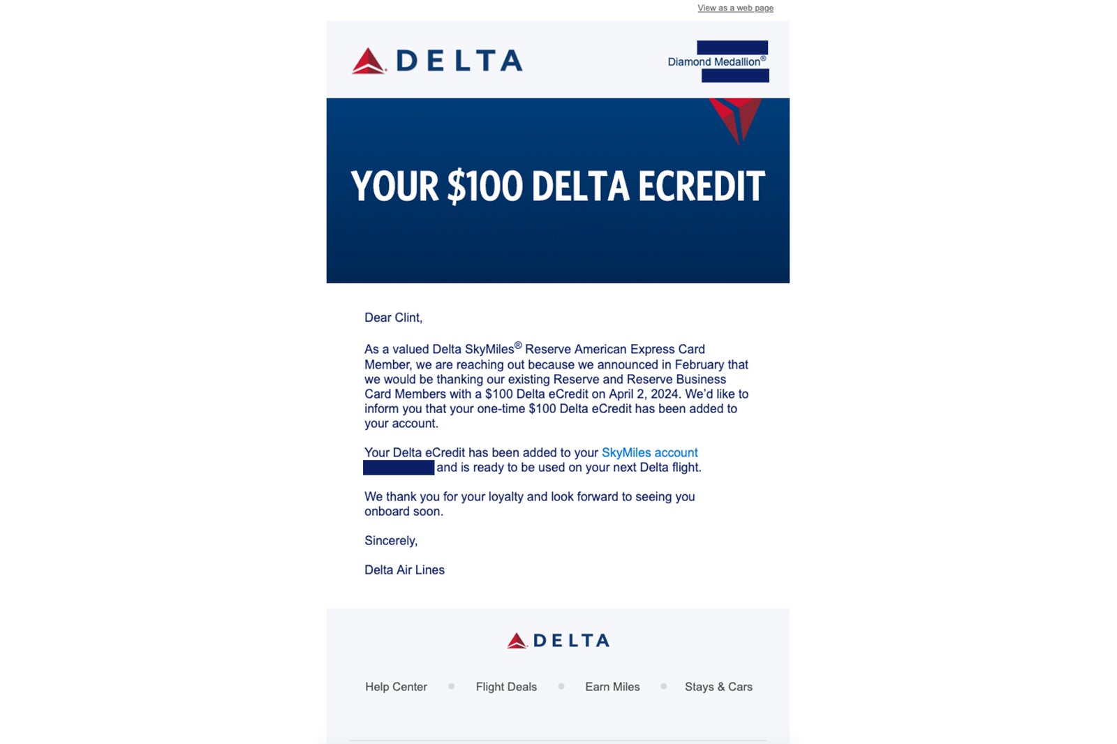 Check your email: Delta sending out trip credits to some cardholders ...