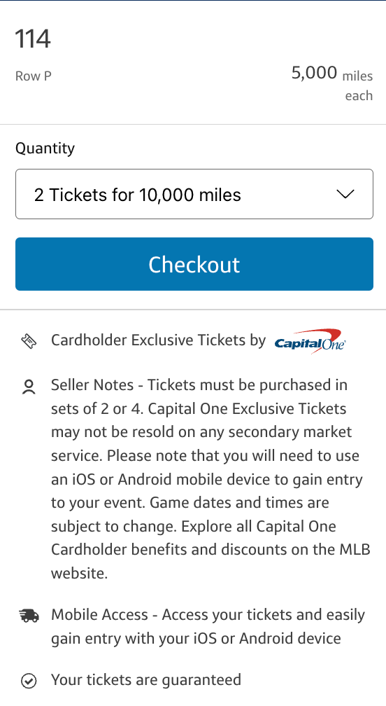 Redeem just 5,000 Capital One miles for Major League Baseball tickets ...