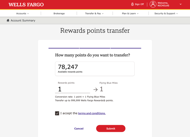 Wells Fargo Rewards points transfer times - The Points Guy