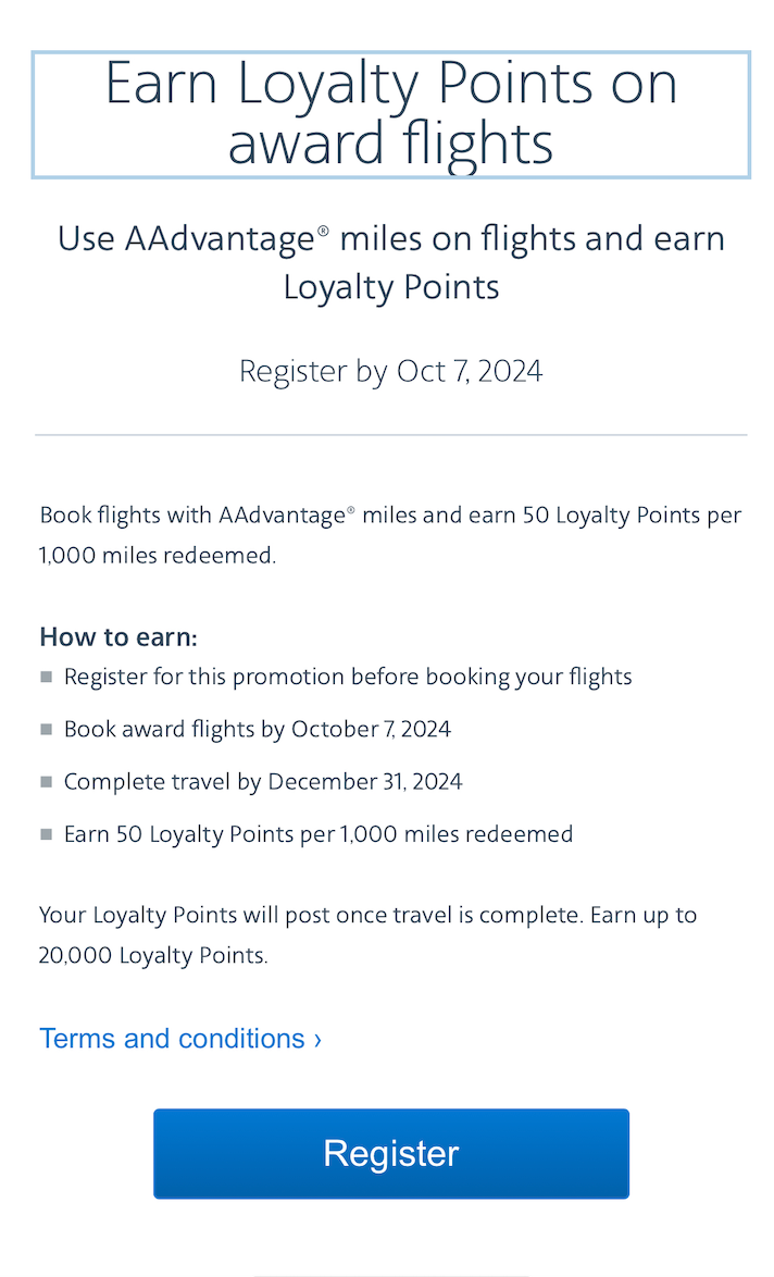 Check your account: Earn American Airlines Loyalty Points on award ...